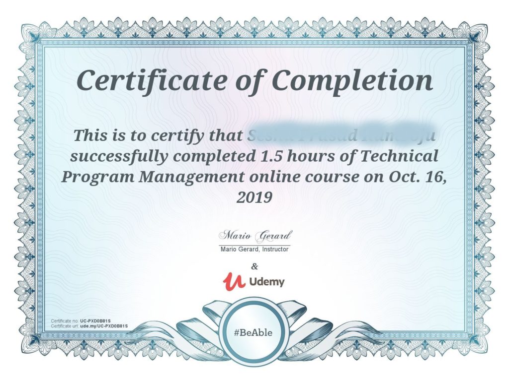 Technical Program Management Certification - Mario Gerard