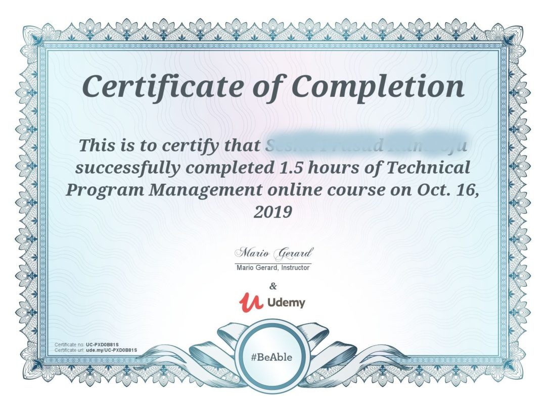 Technical Program Management Certification - Mario Gerard